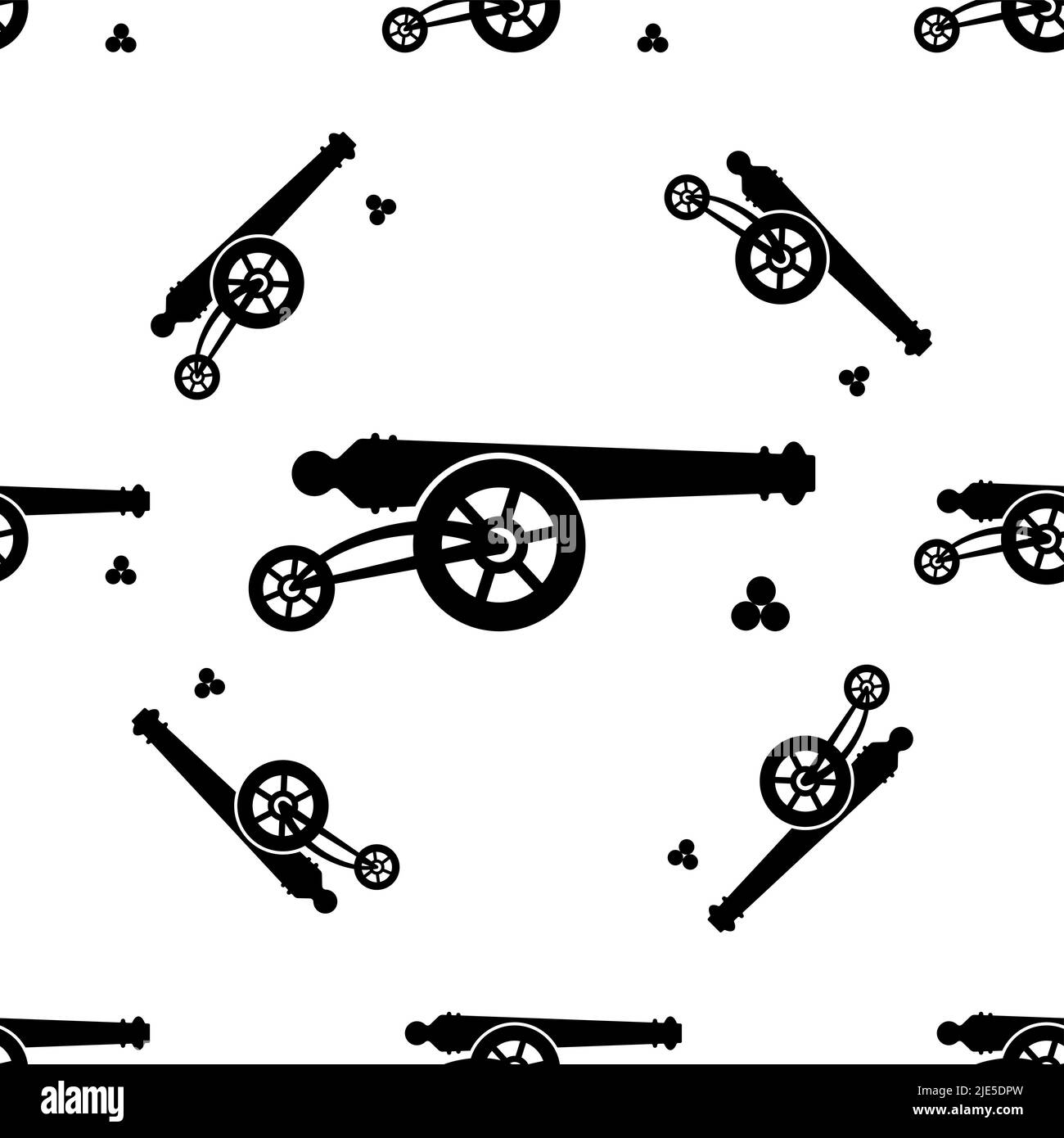 Cannon Icon Seamless Pattern, Weapon Icon, Old Style Vector Art ...