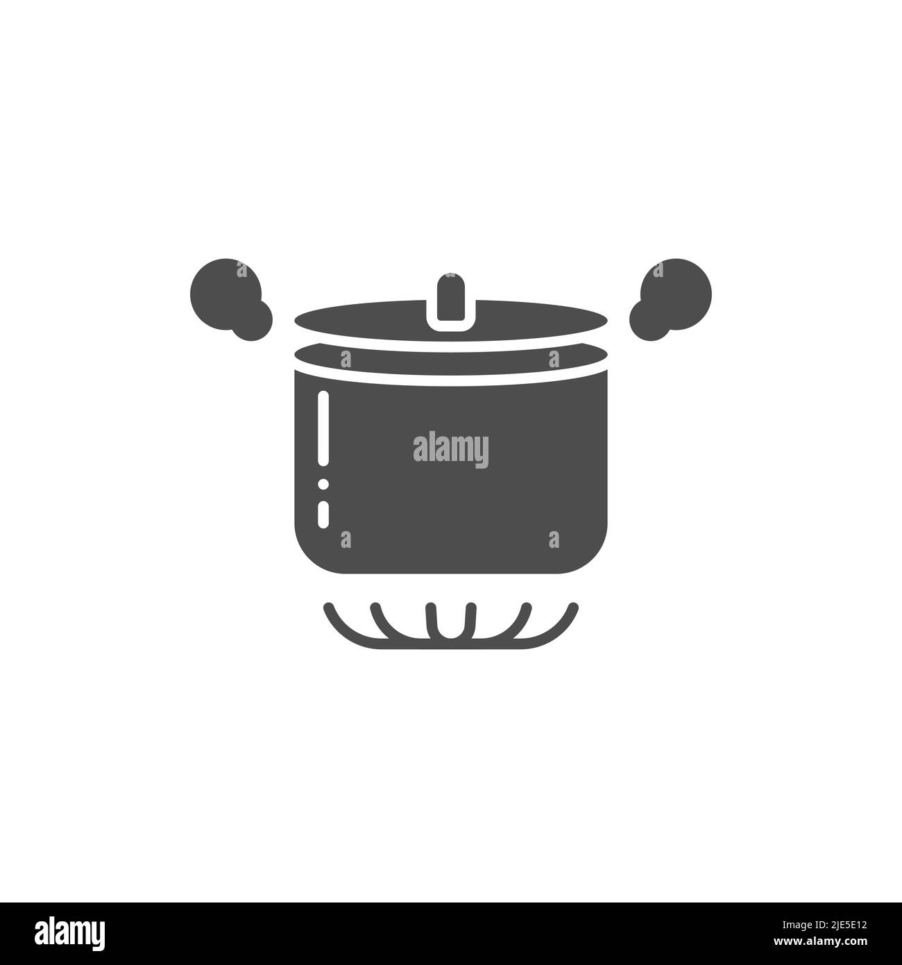Boiling pot on gas stove vector icon. filled flat sign for mobile ...
