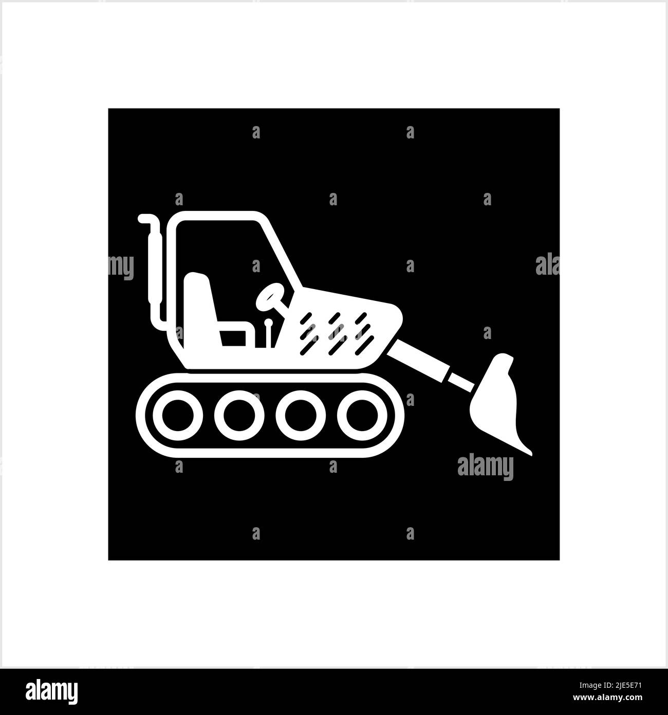 Bulldozer Icon, Crawler Bulldozer, Excavator Icon Vector Art ...