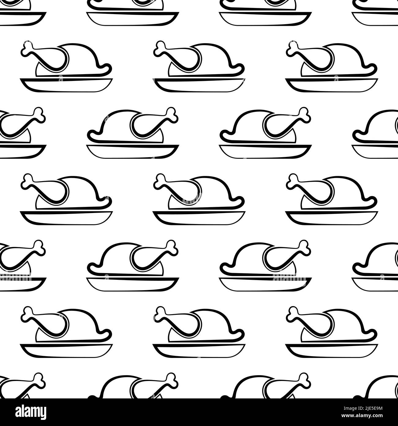 Chicken Icon, Turkey Icon Seamless Pattern Vector Art Illustration ...