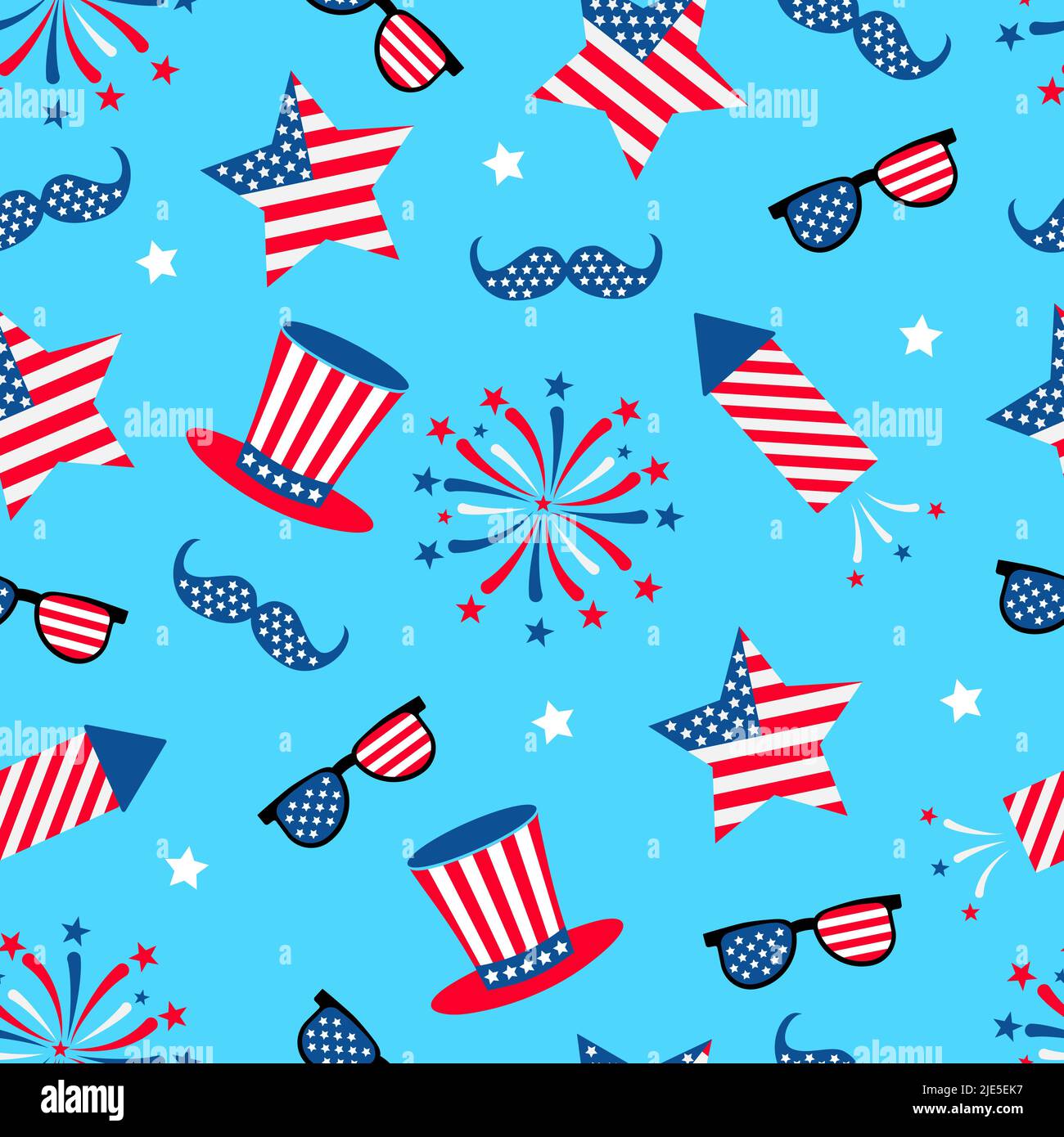 American patriotic seamless pattern. Fourth of July traditional ...