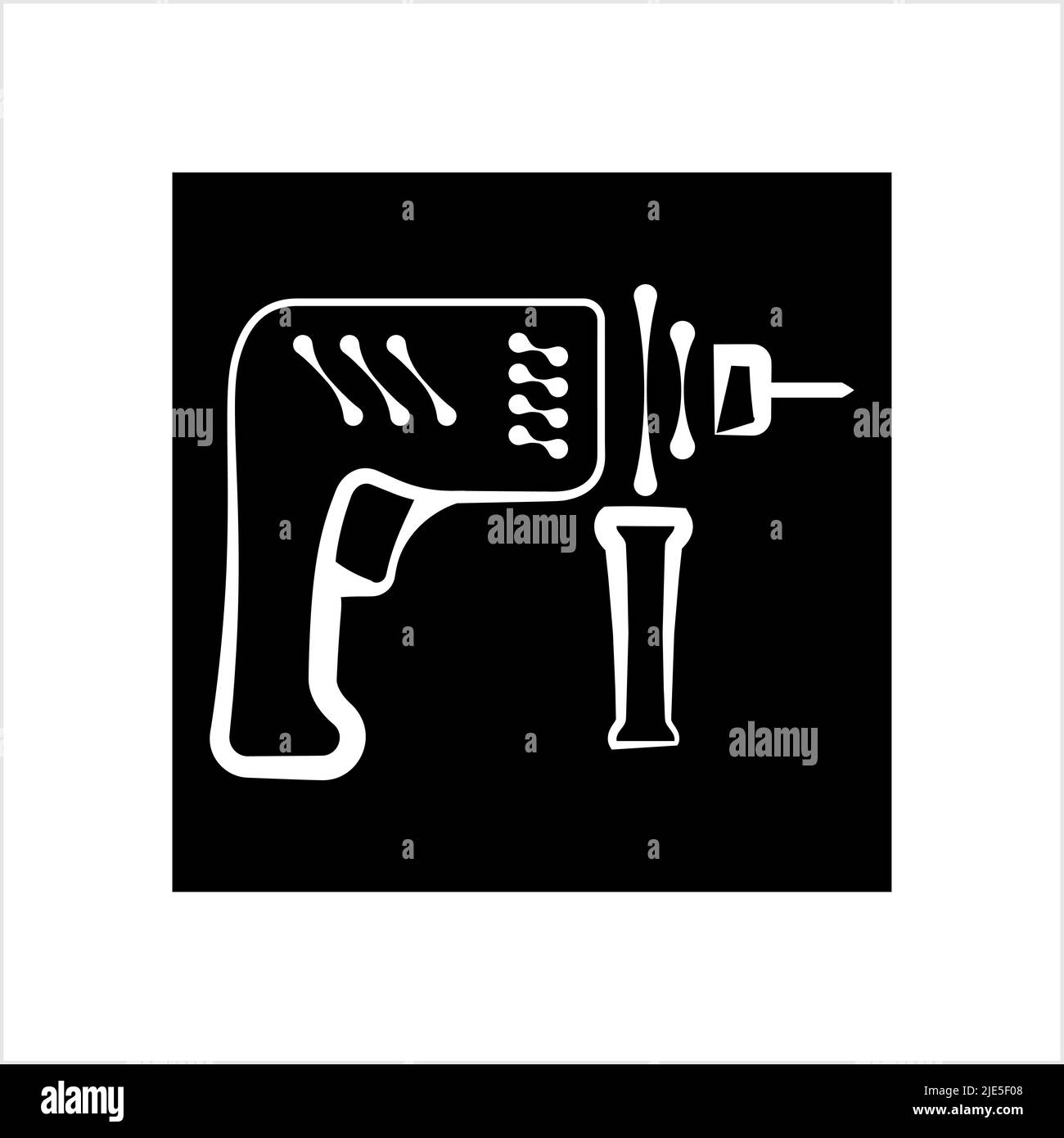 Drill Machine Icon, Machine Tool Icon Vector Art Illustration Stock ...
