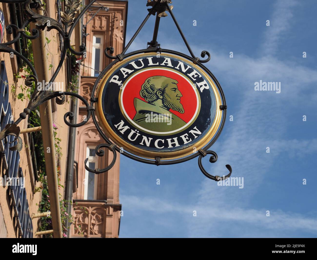 NUERNBERG, GERMANY - CIRCA JUNE 2022: Paulaner Muenchen pub sign Stock ...