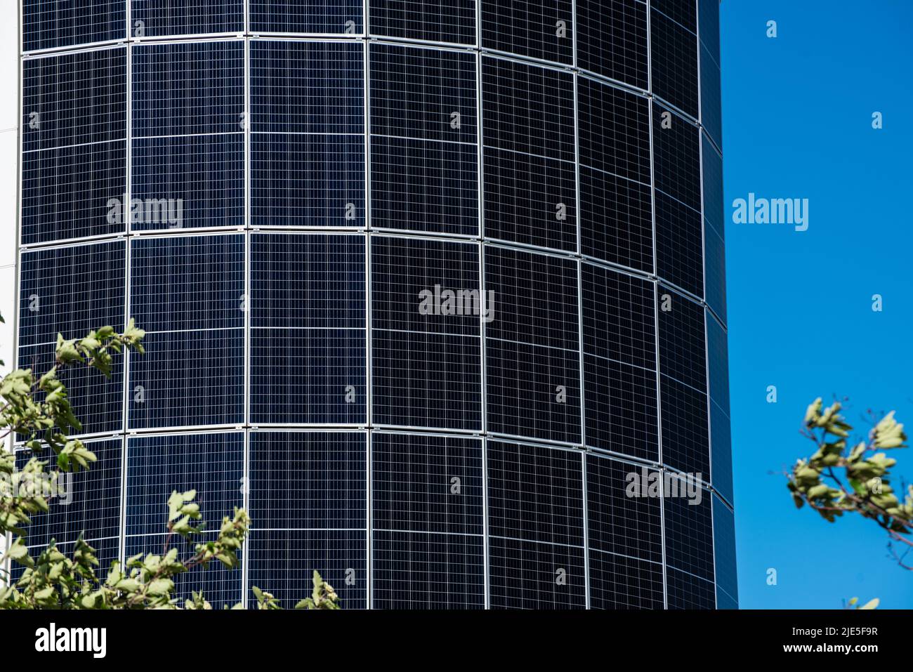 Solar panels mounted on the exterior of a large tank Stock Photo - Alamy