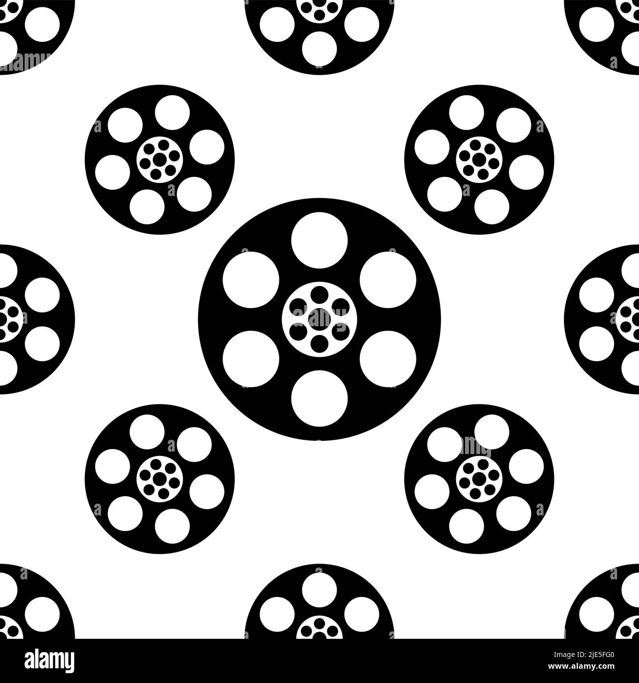 Film Reel Icon, Cinema Movie Reel Icon Seamless Pattern Vector Art ...