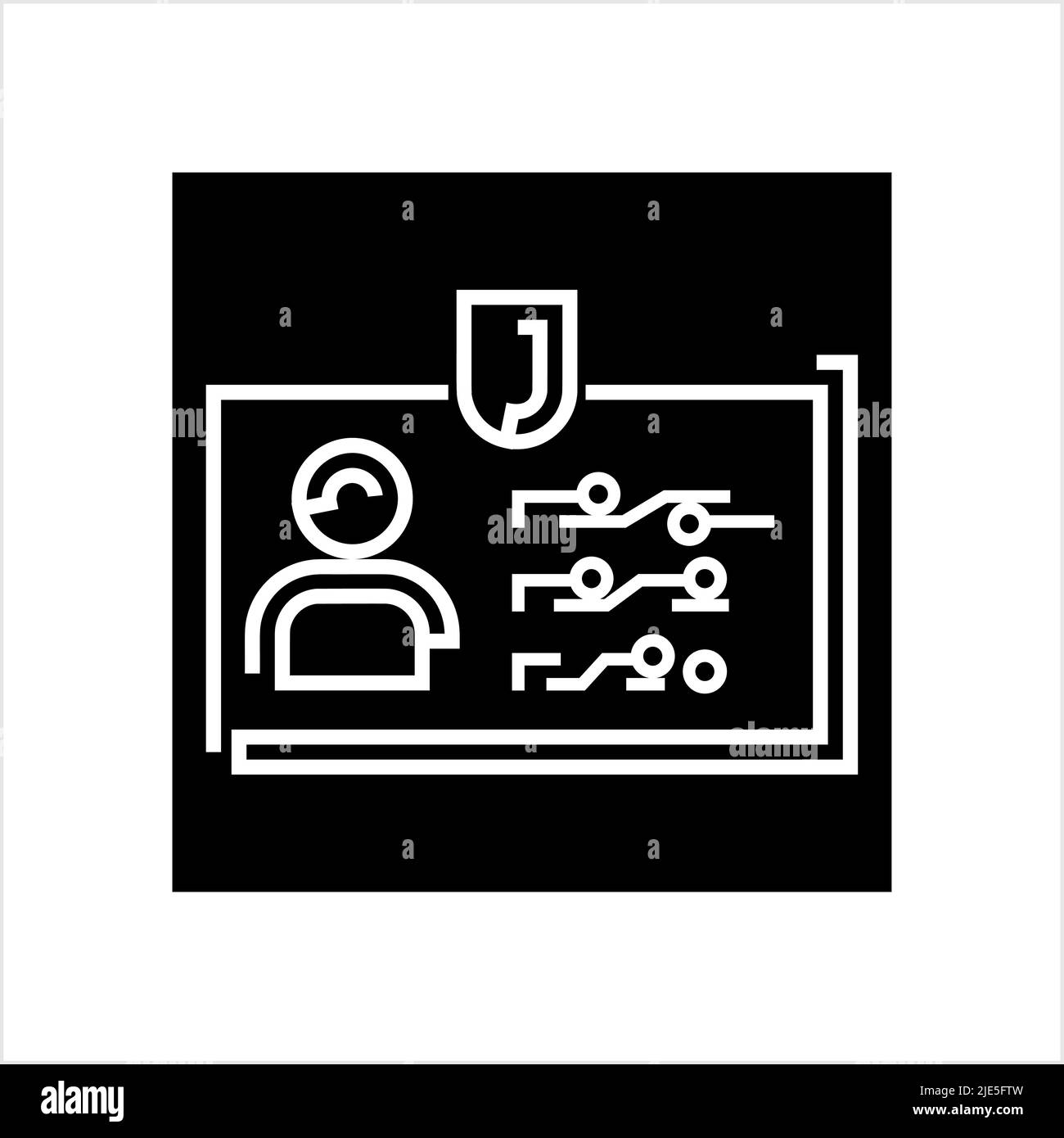 Employee card icon flat Black and White Stock Photos & Images - Alamy