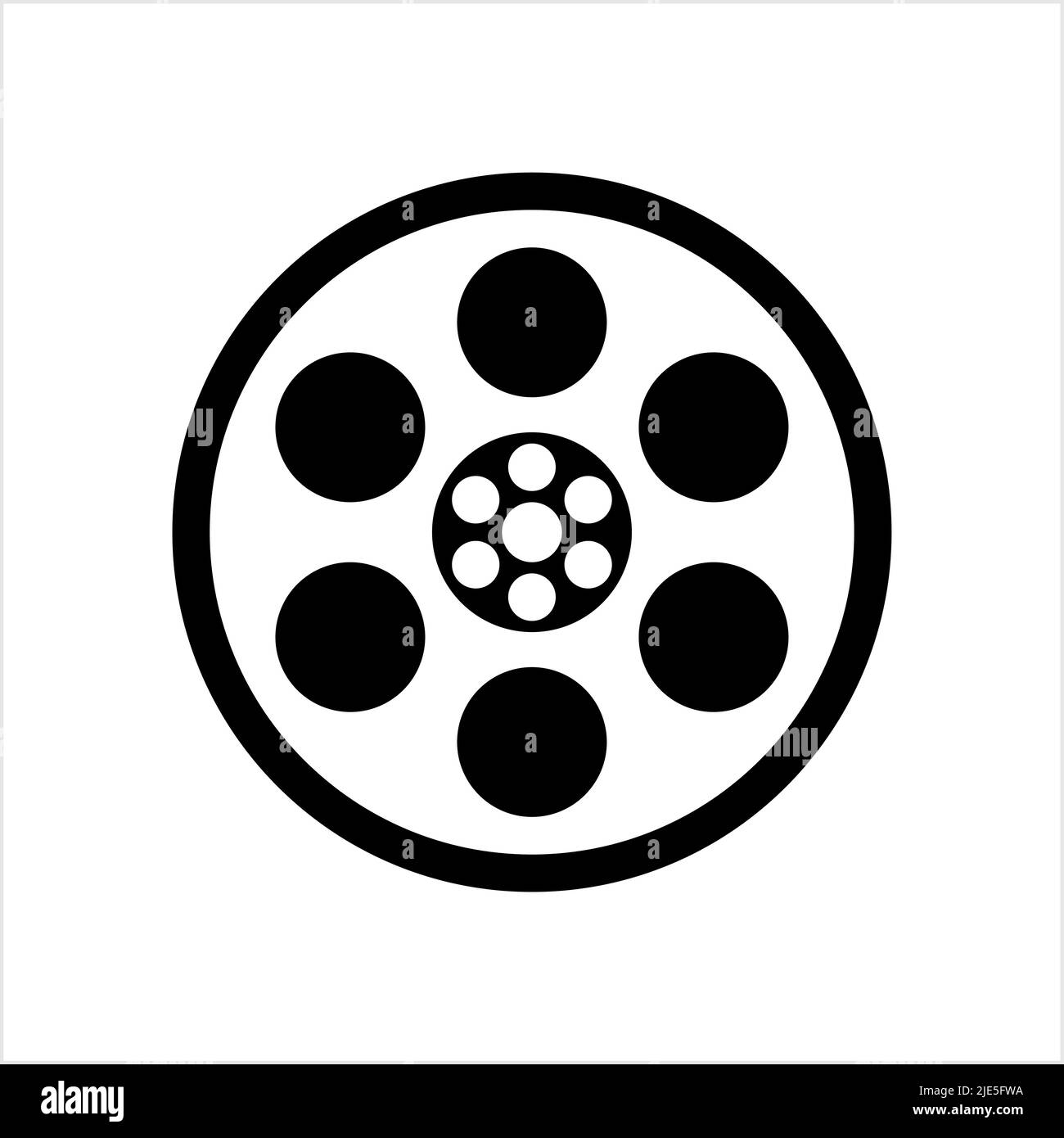 Film Reel Icon, Cinema Movie Reel Icon Vector Art Illustration Stock ...