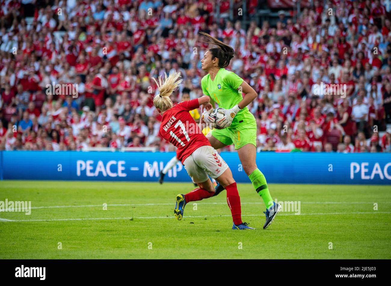 Copenhagen, Denmark. 24th June, 2022. Goalkeeper Lorena (1) of Brazil ...