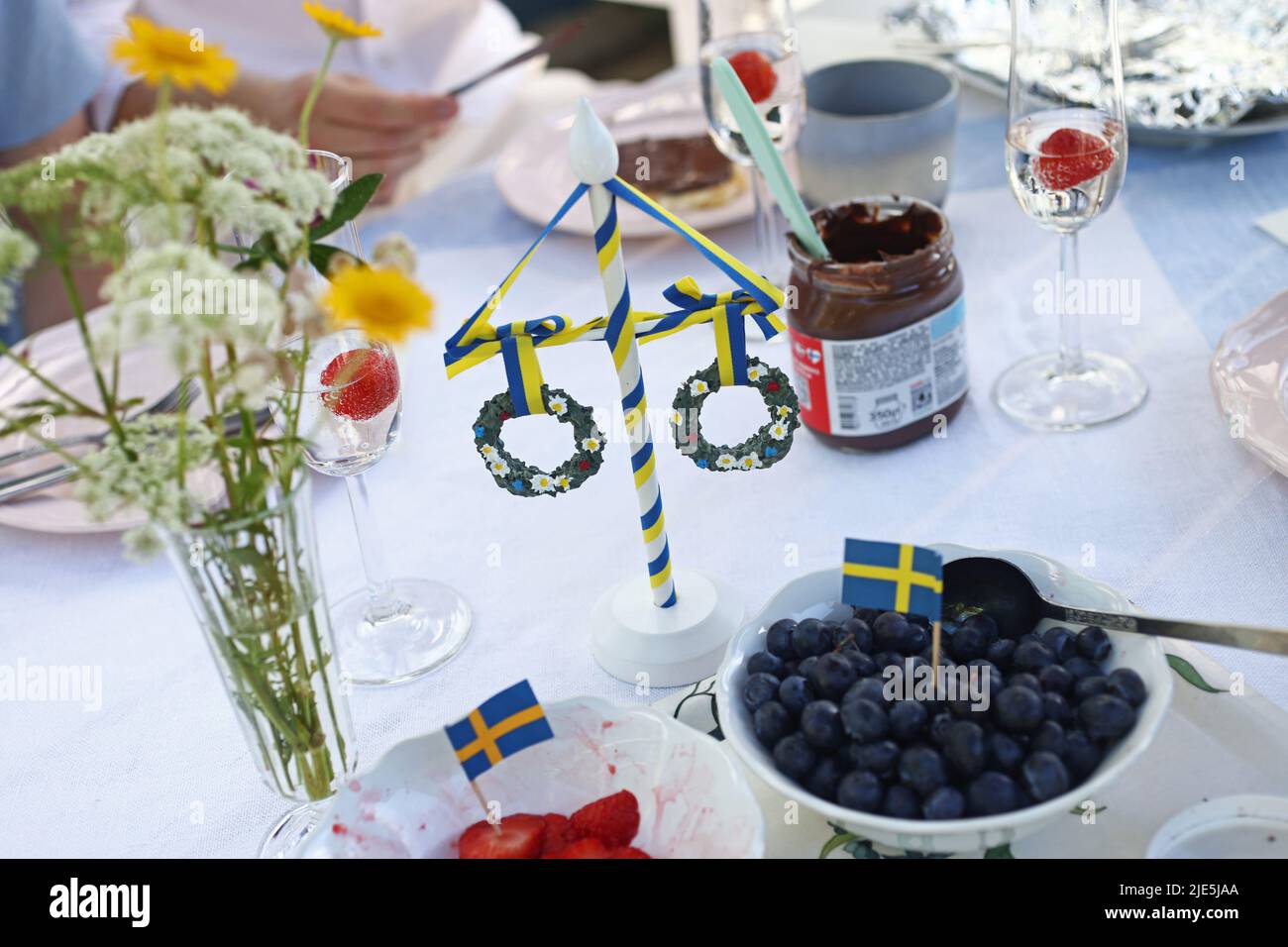 The celebration of Swedish Midsummer Eve on Friday. Here during a ...