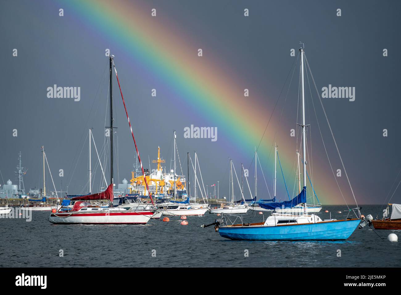 rainbow over the Eckernförde Bight, Germany Stock Photo - Alamy