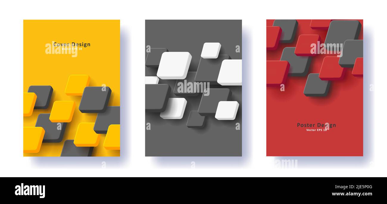 Set of posters with 3d cubes of different colors Stock Vector Image ...