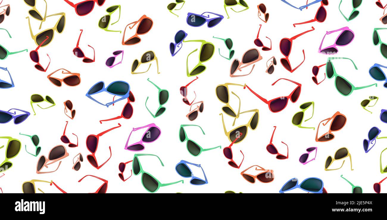 Realistic colorful sunglasses. Seamless pattern with bright glasses ...