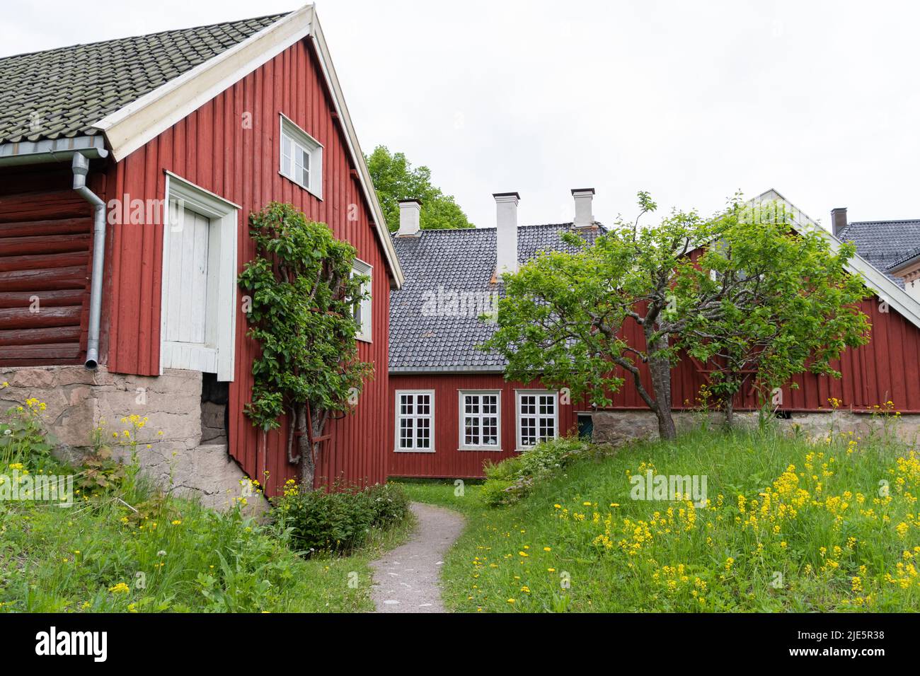 Red farm house and out buildings at The Norwegian Museum of Cultural ...