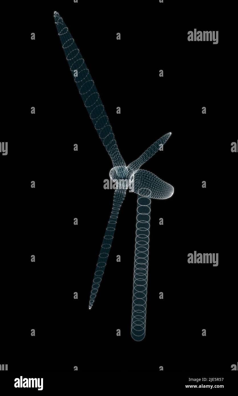 Wind turbines on black background Stock Photo - Alamy