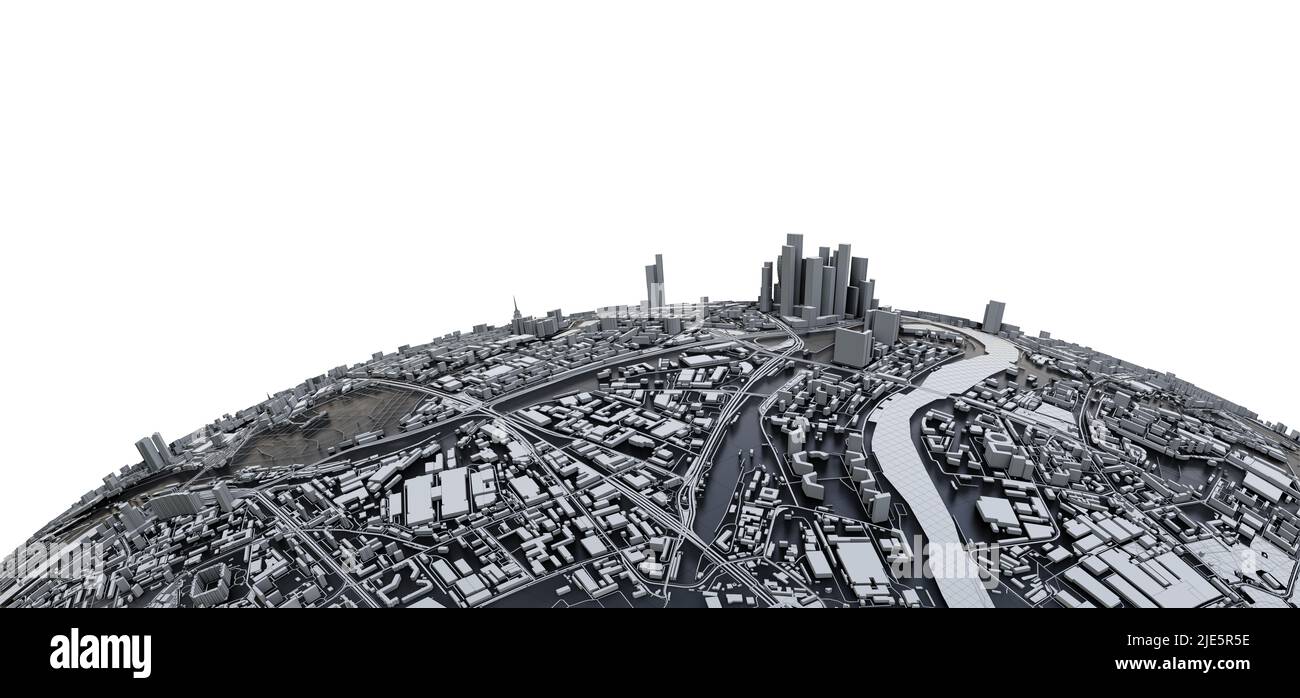 City on small planet. Architecture concept Stock Photo - Alamy