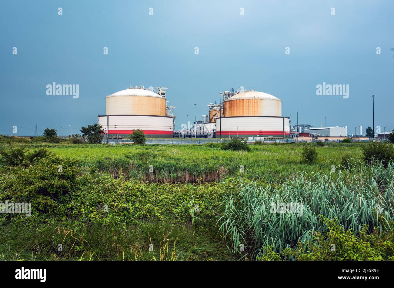 Gas Storage Tanks on the National Grid Site, Isle Of Grain, Kent ...