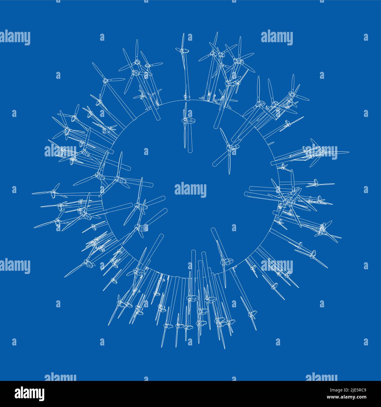 Electric wind turbines on round planet. Vector Stock Vector Image & Art ...