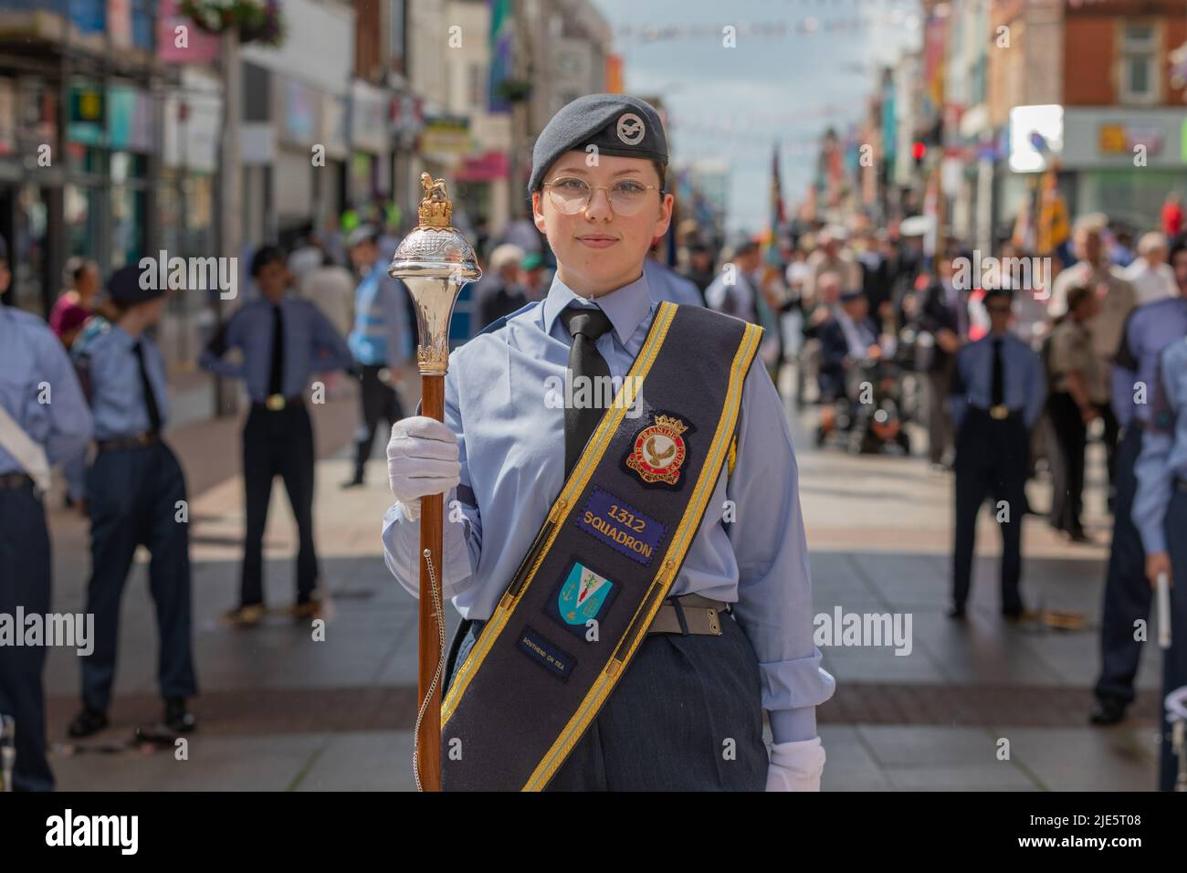 Southend on Sea, UK. 25th June 2022. An Air Cadet with ceremonial mace ...