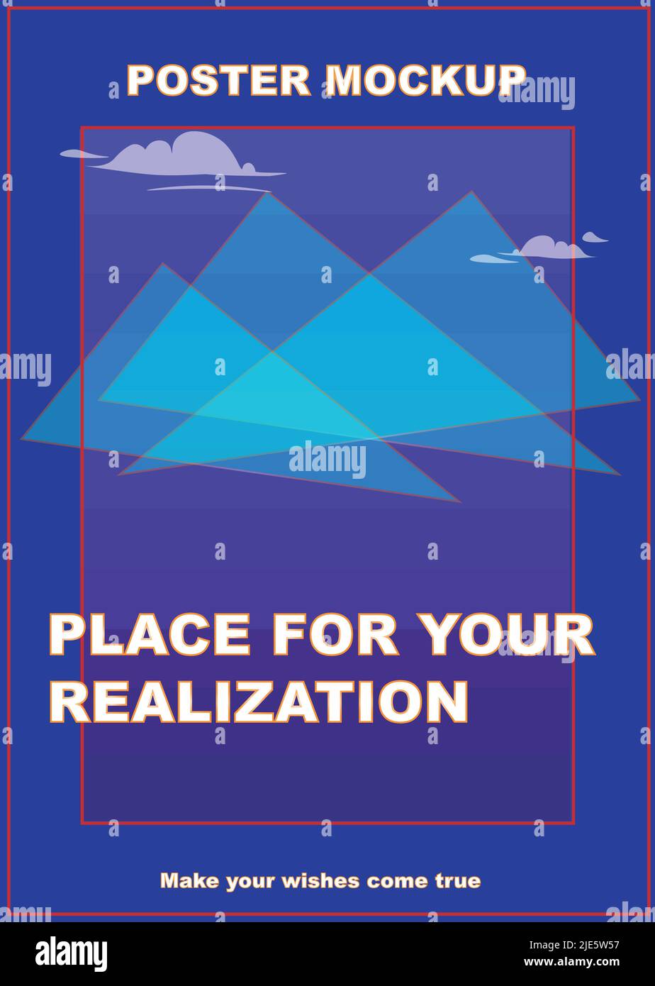 Mockup poster for design, for advertising on any topic. Blue shadows of ...