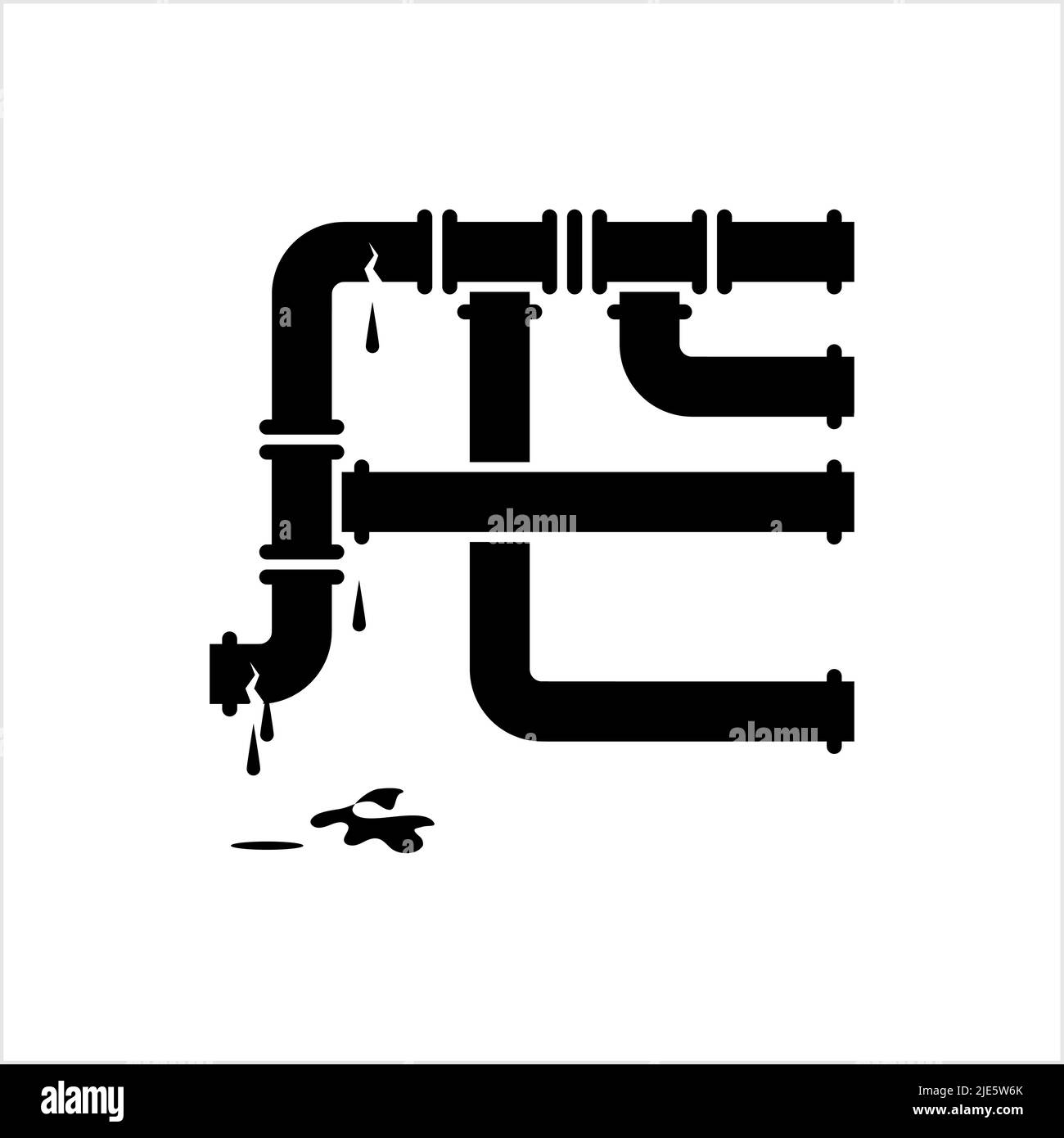 Broken Pipe Icon, Leakage In Pipe Vector Art Illustration Stock Vector ...