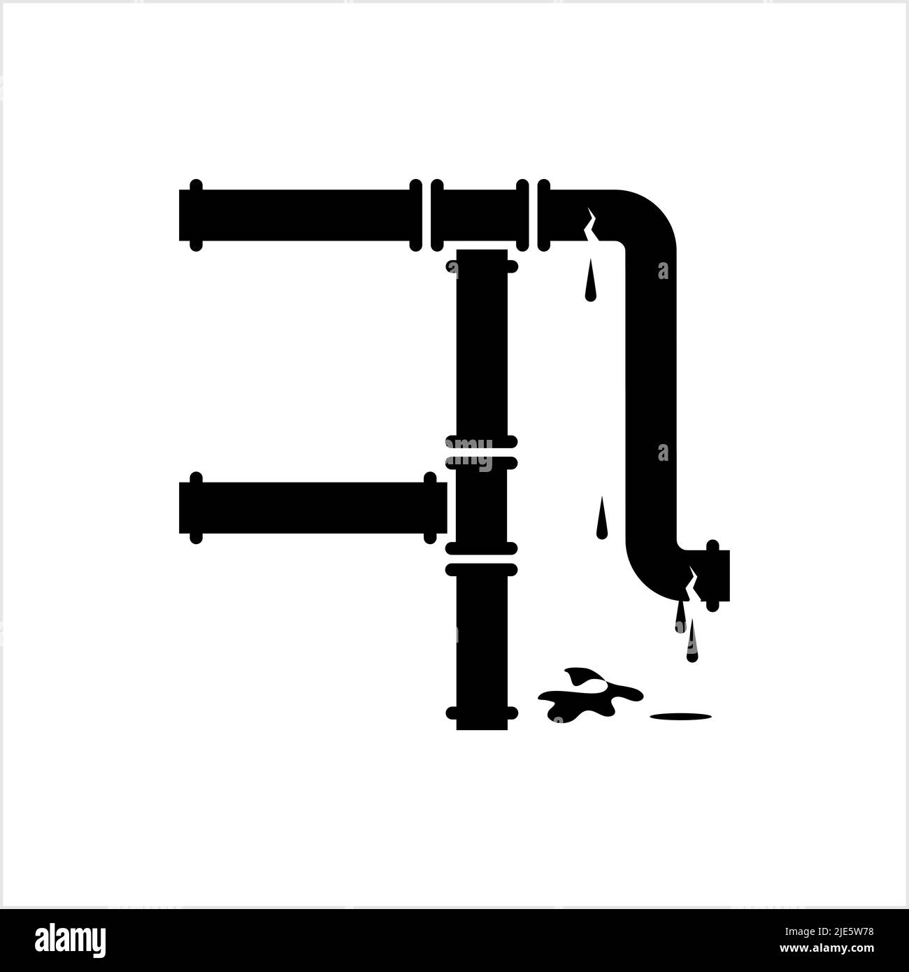 Broken Pipe Icon, Leakage In Pipe Vector Art Illustration Stock Vector ...