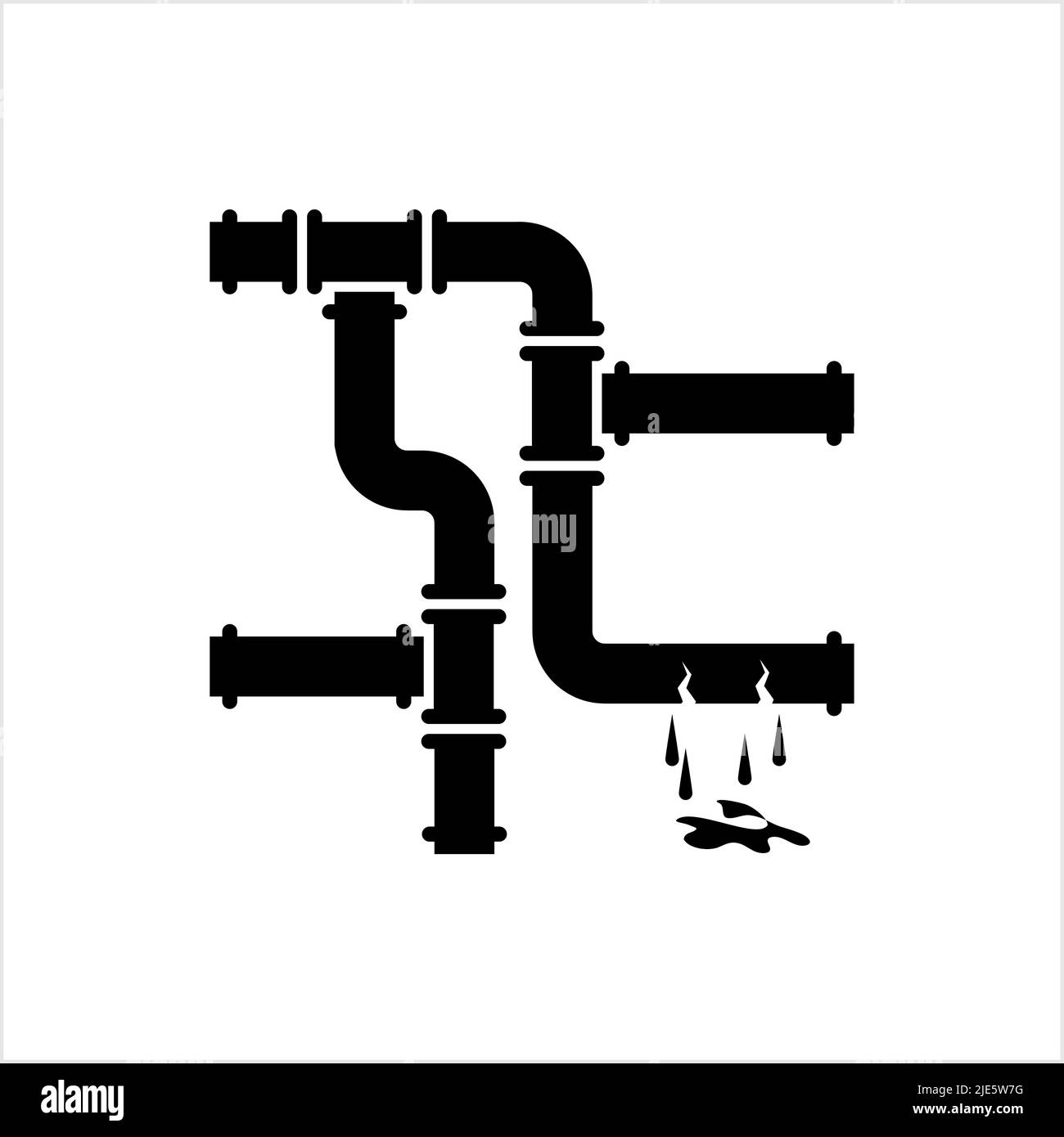 Broken Pipe Icon, Leakage In Pipe Vector Art Illustration Stock Vector ...