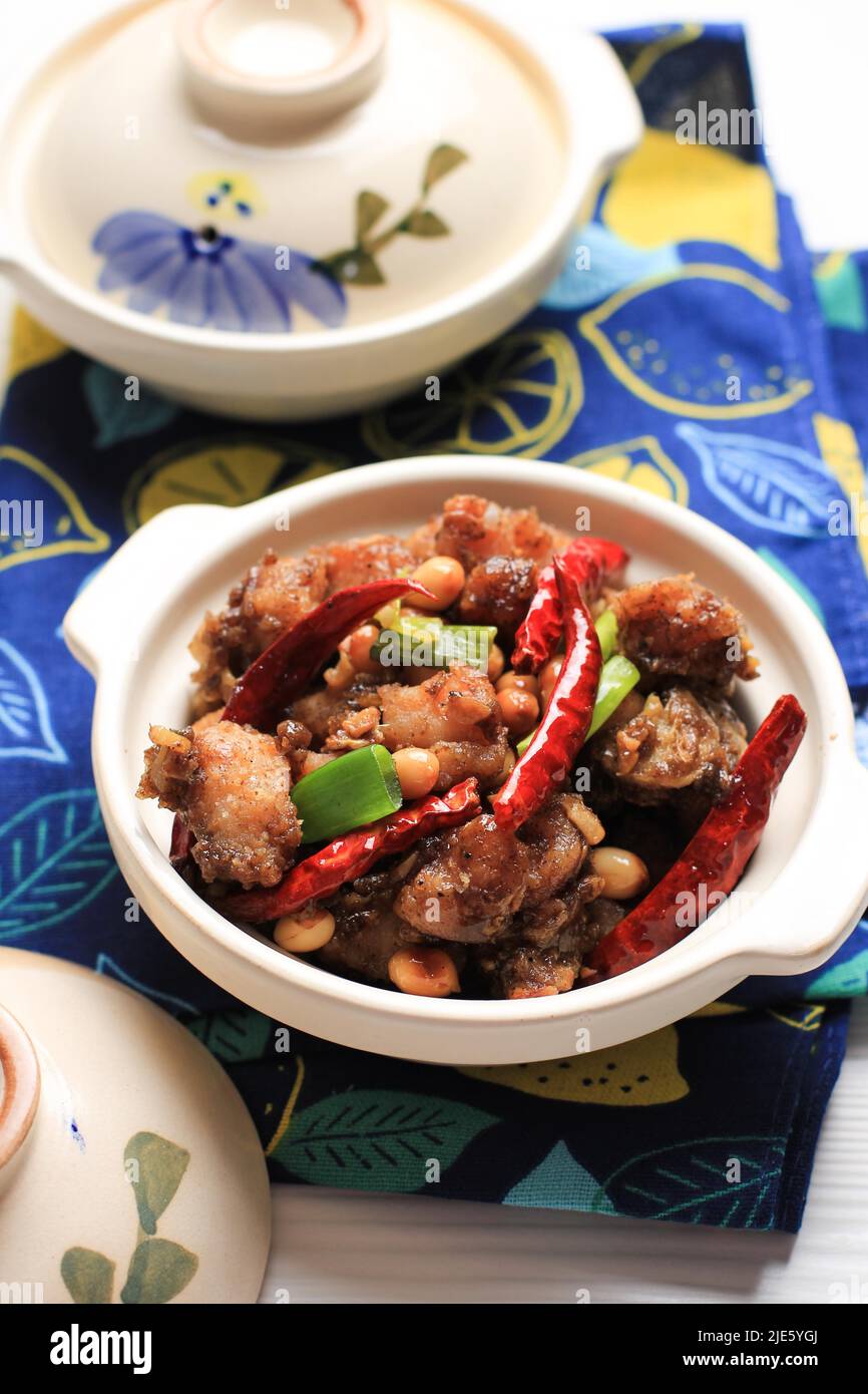 Homemade Kung Pao Chicken with Sichuan Pepper, Topped with Nuts Stock ...