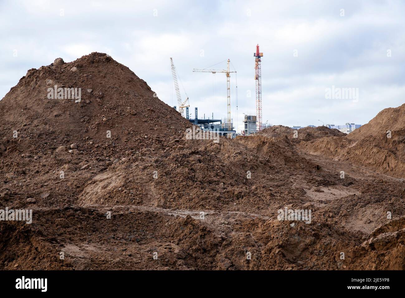 construction of a new building, a construction site on which a new ...
