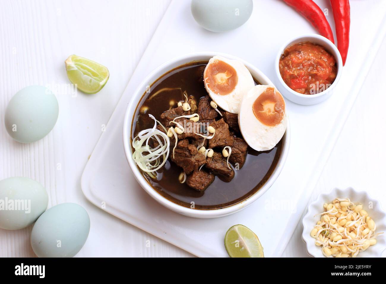Top View Rawon, Indonesian Beef Black Soup Dish. Black Color Made from ...