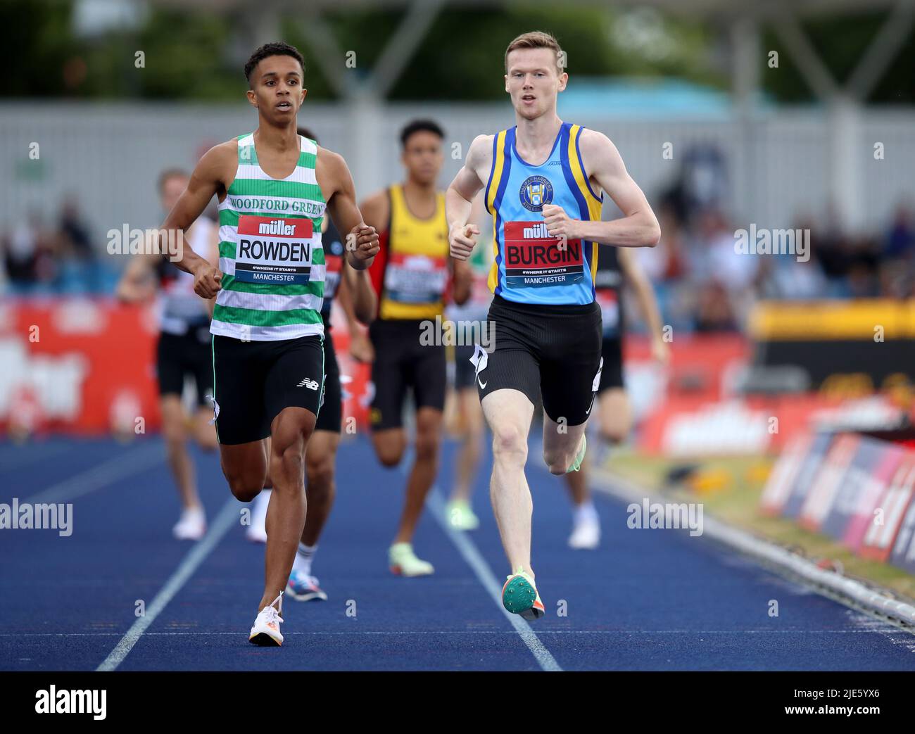 Max Burgin (right) and Daniel Rowden (left) in the Men’s 800m during ...