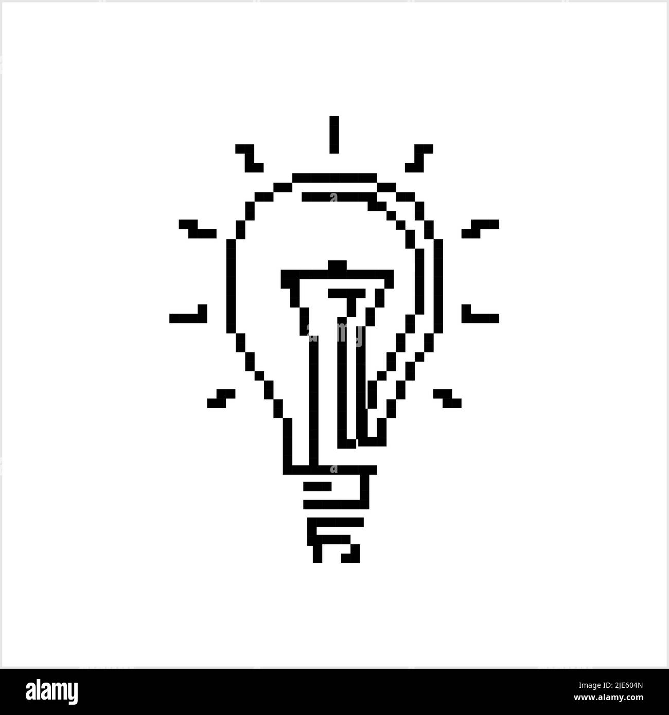 Bulb Icon Pixel Art, Bulb Pixelated Form Vector Art Illustration Stock ...