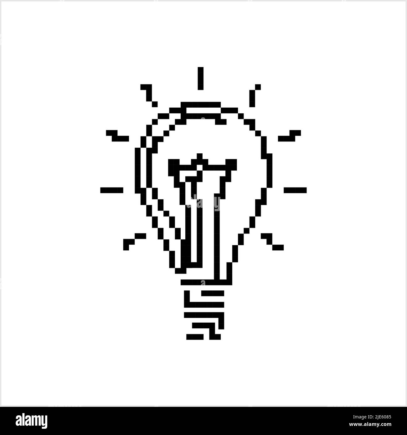 Bulb Icon Pixel Art, Bulb Pixelated Form Vector Art Illustration Stock ...