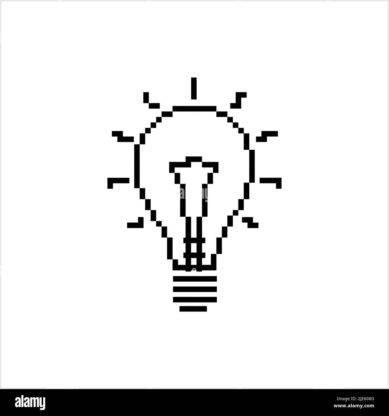 Bulb Icon Pixel Art, Bulb Pixelated Form Vector Art Illustration Stock Vector Image & Art - Alamy