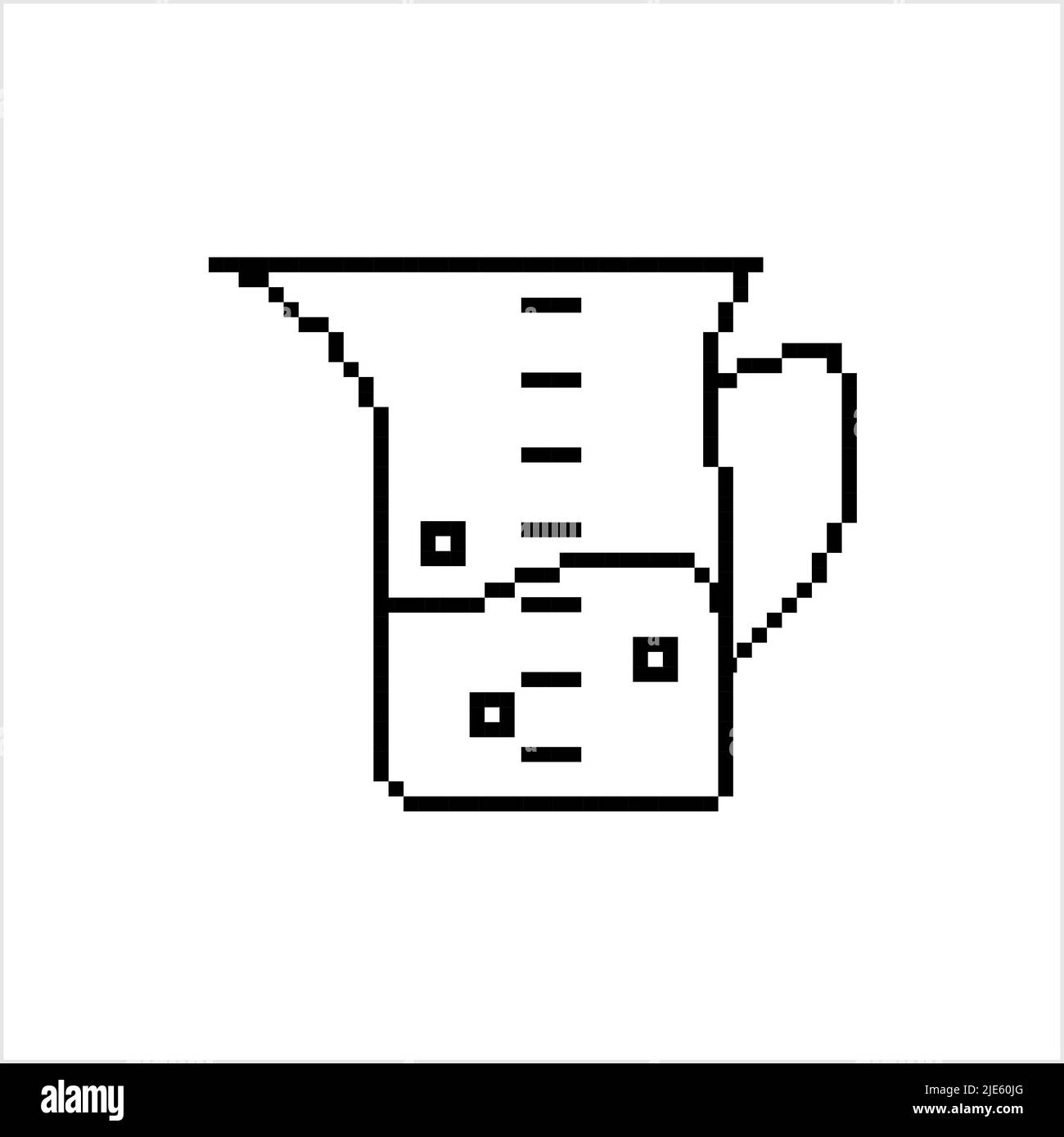 Beaker Icon Pixel Art, Beaker Pixelated Form Vector Art Illustration ...