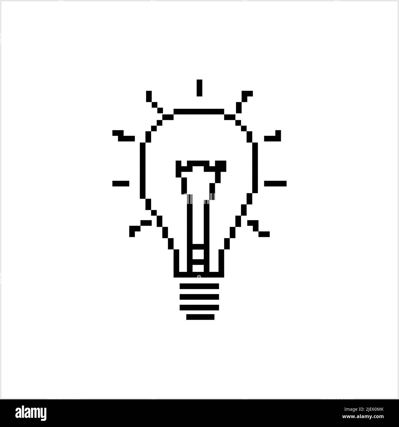 Bulb Icon Pixel Art, Bulb Pixelated Form Vector Art Illustration Stock ...