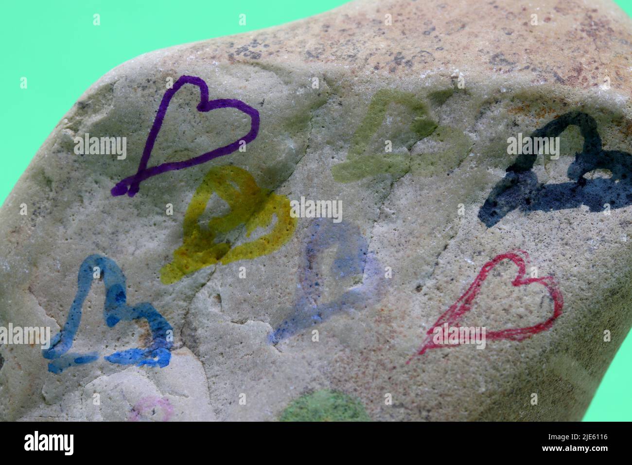 colorful heart shape drawn on stone Stock Photo - Alamy