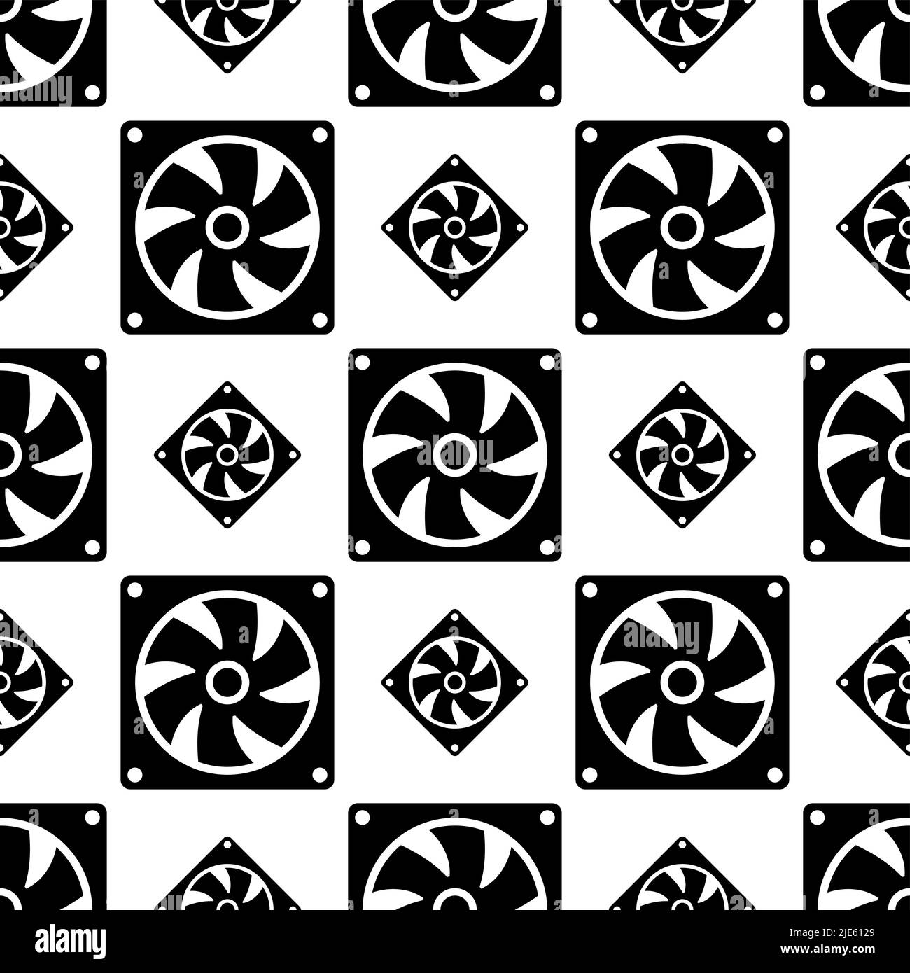 Computer Cooling Fan Icon Seamless Pattern, Air Cooling Fan Vector Art ...