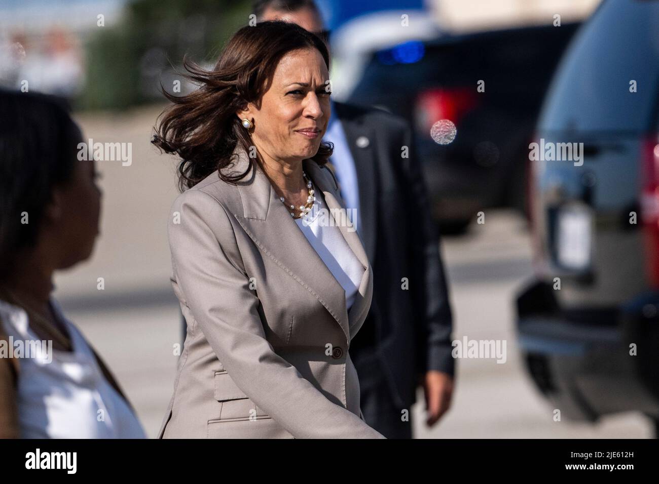 United States Vice President Kamala Harris walks towards Air Force Two ...