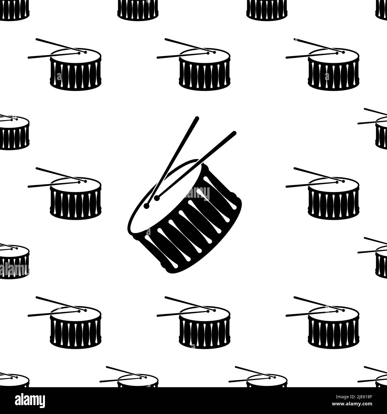 Drum Icon Seamless Pattern, Musical Instrument Icon Vector Art ...