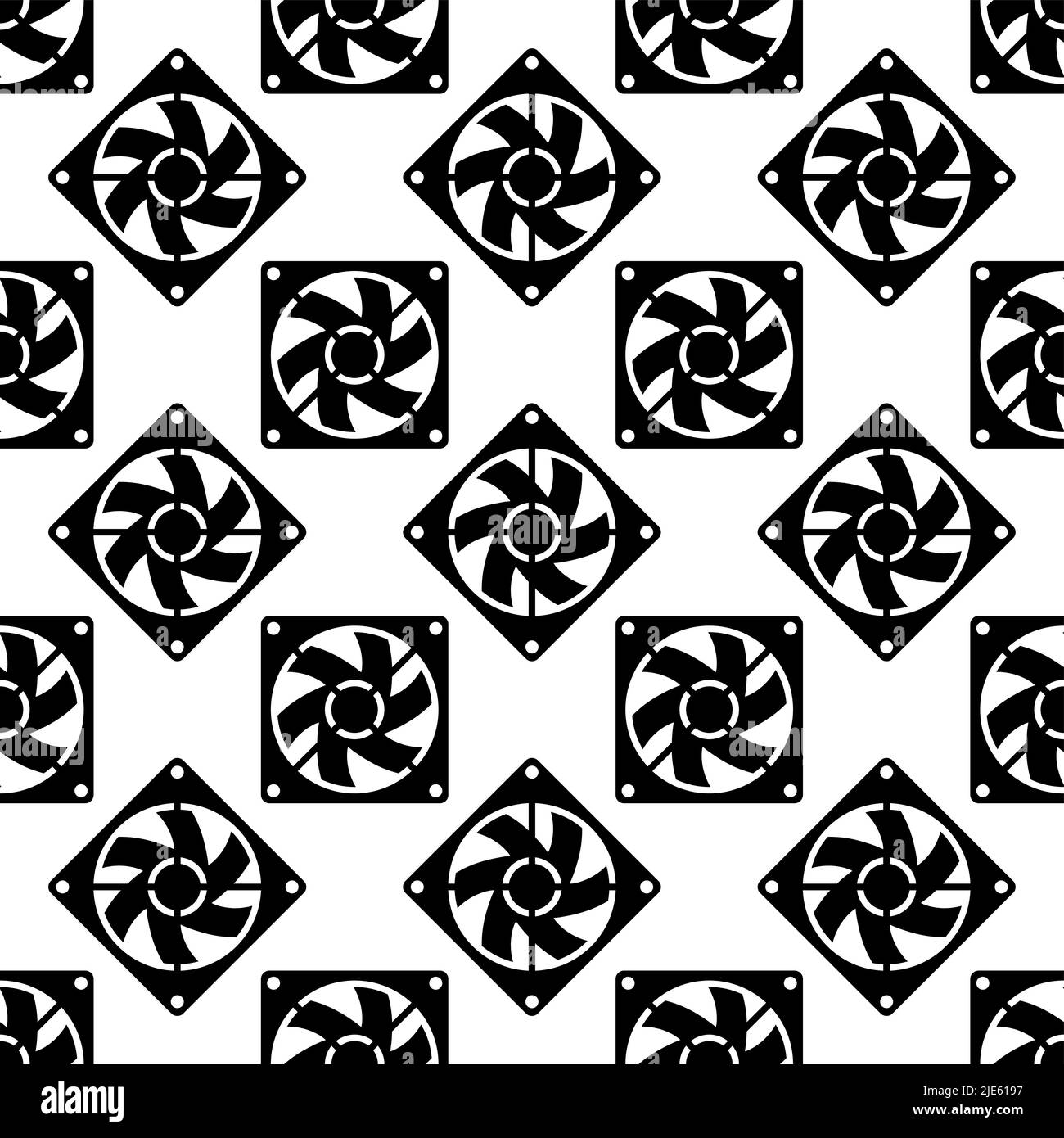 Computer Cooling Fan Icon Seamless Pattern, Air Cooling Fan Vector Art ...