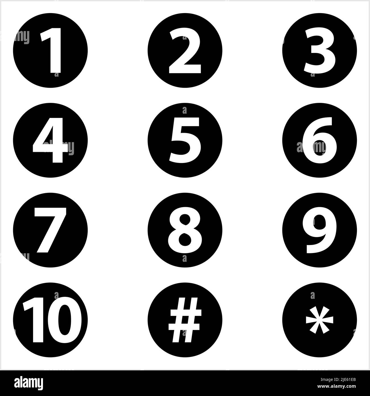 Number Center Aligned Inside Circle One To Ten Vector Art Illustration ...