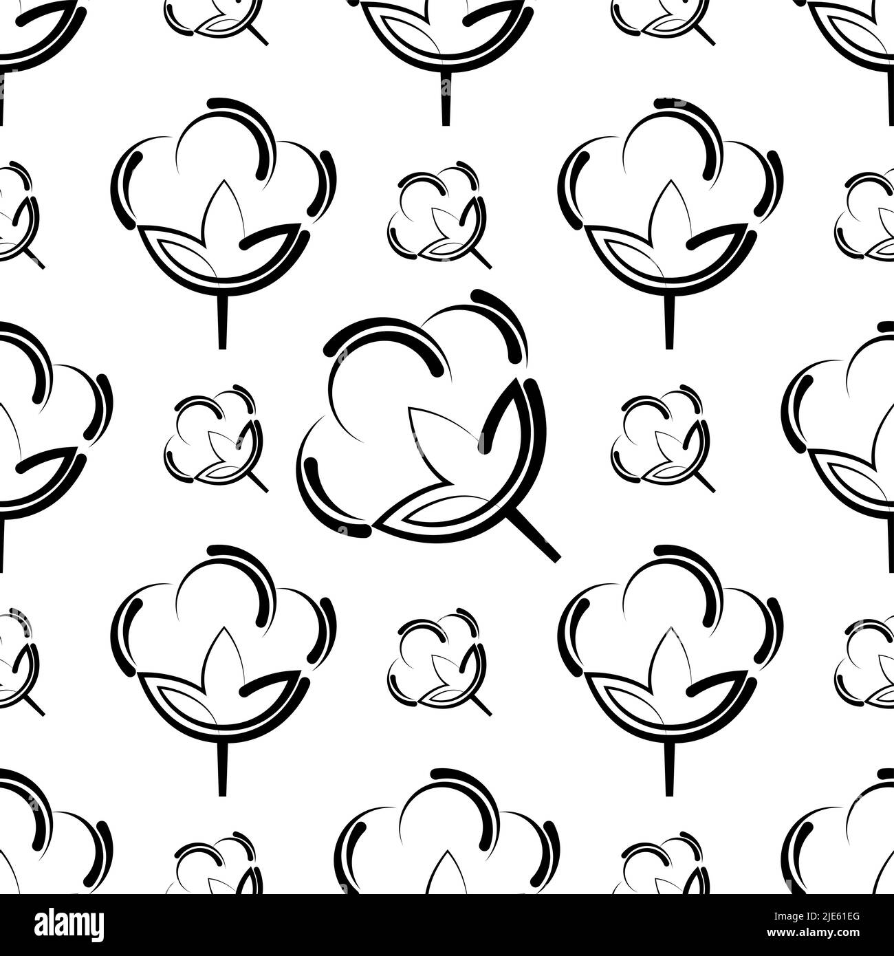 Cotton Flower Icon Seamless Pattern, Cotton Ball, Cotton Fiber Seamless ...