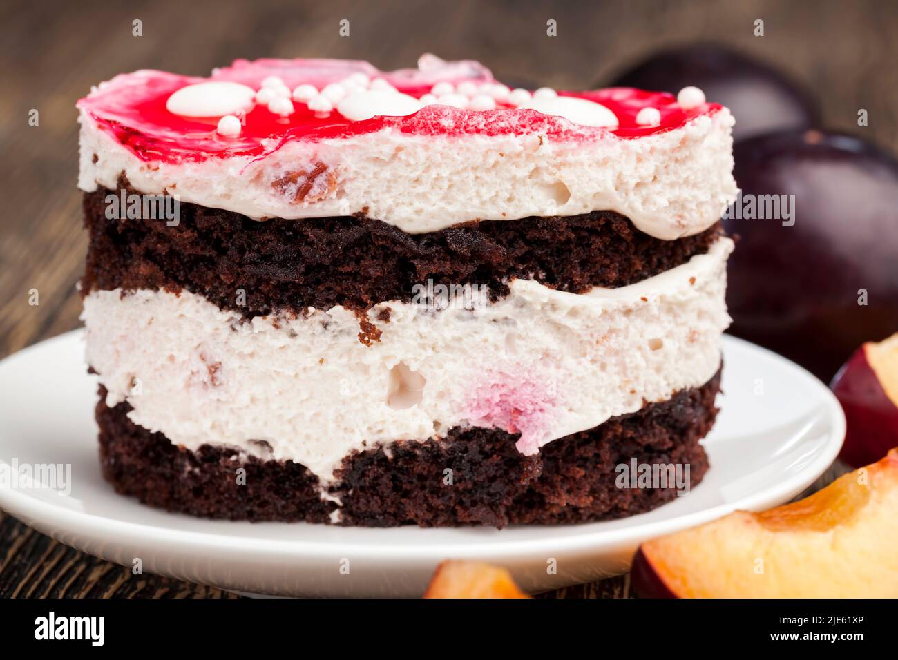 delicious chocolate milk cake made of several sweet layers, sweet ...