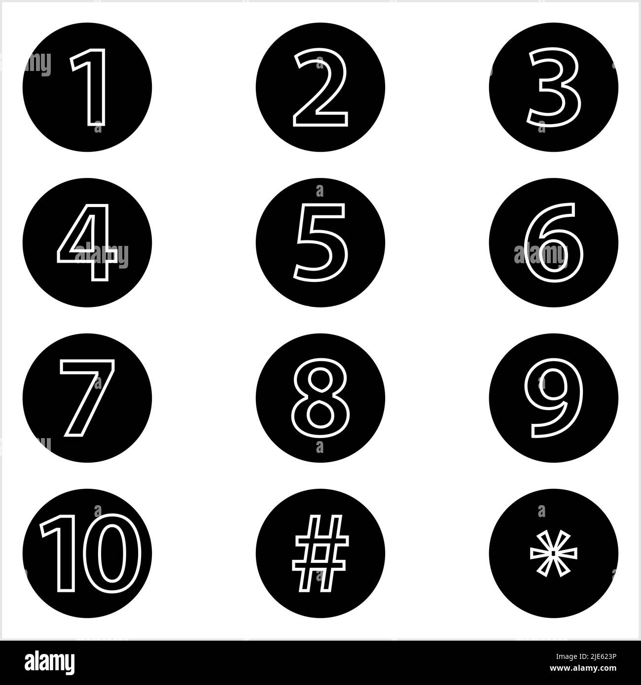 Number Center Aligned Inside Circle One To Ten Vector Art Illustration ...
