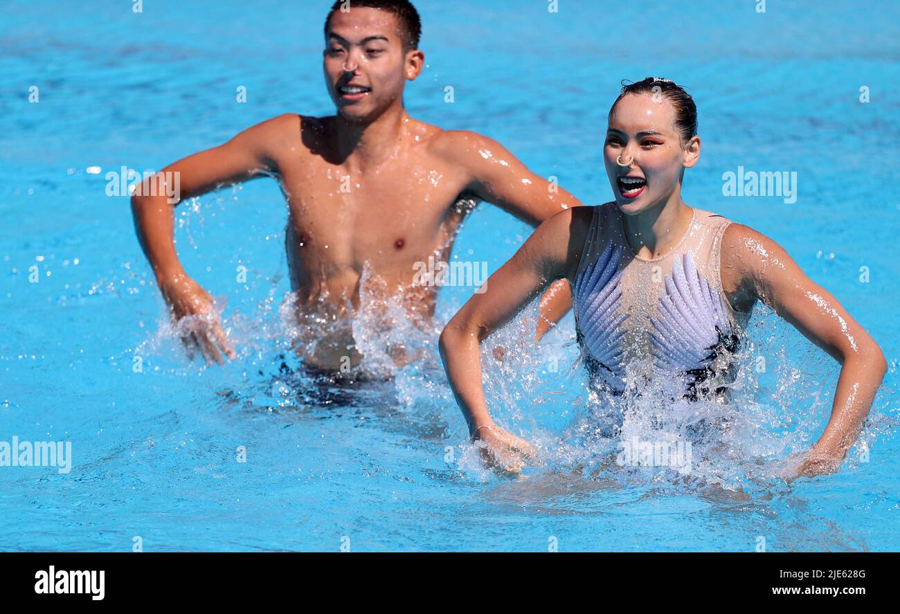Budapest, Hungary. 25th June, 2022. Shi Haoyu (L) and Zhang Yiyao of ...