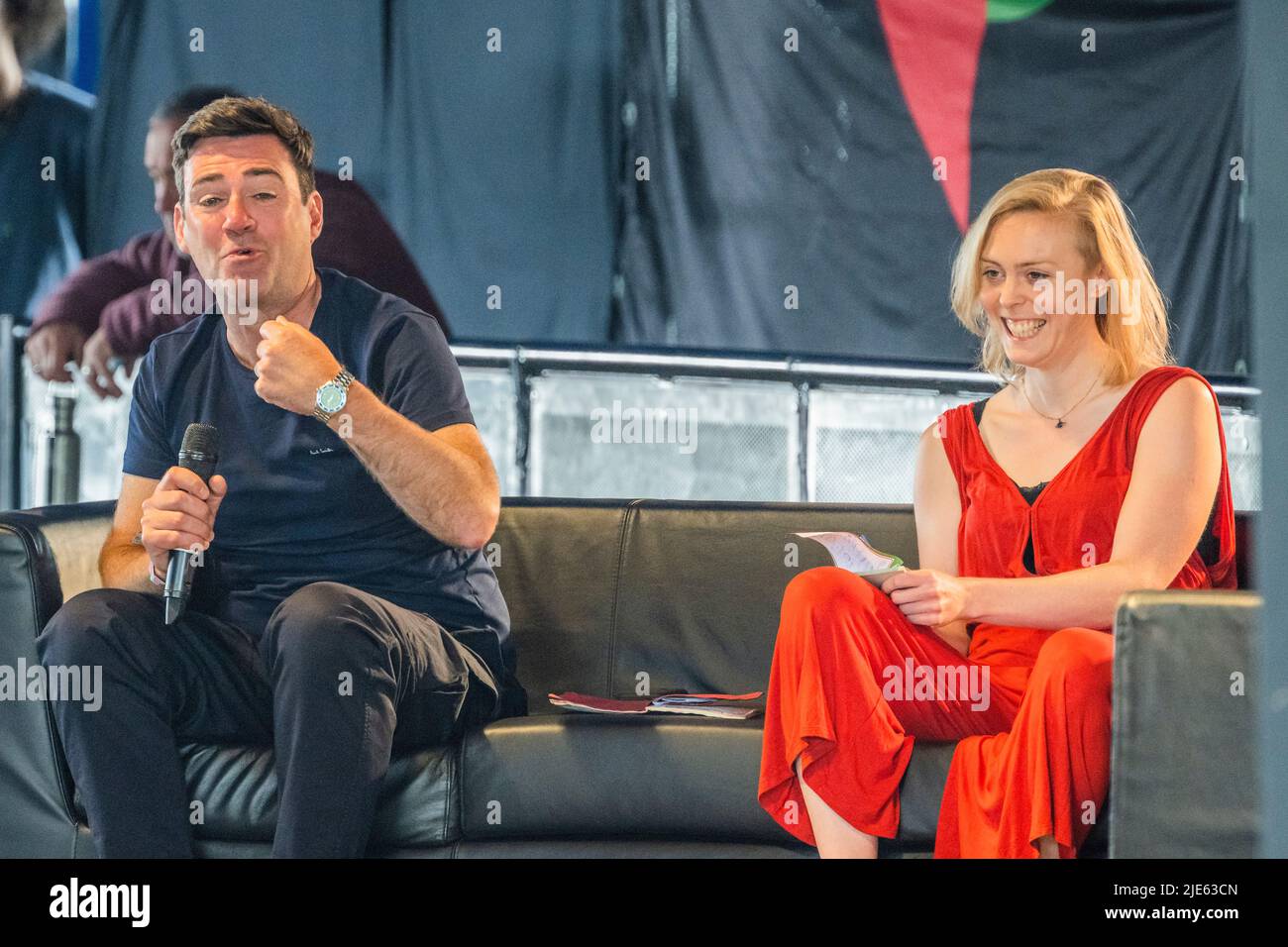 Glastonbury, UK. 25th June, 2022. Andy Burnham, Mayor of Manchester ...
