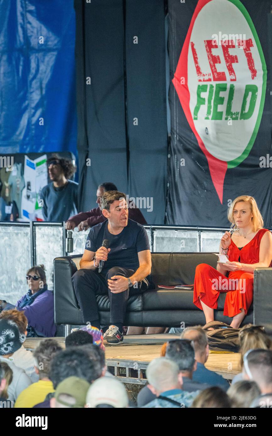 Glastonbury, UK. 25th June, 2022. Andy Burnham, Mayor of Manchester ...