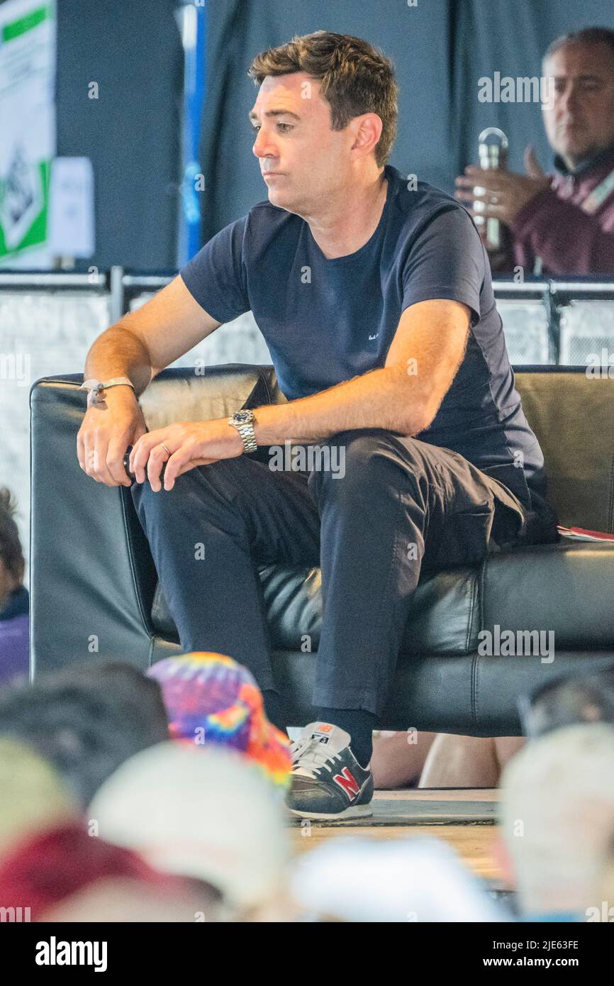 Glastonbury, UK. 25th June, 2022. Andy Burnham, Mayor of Manchester ...