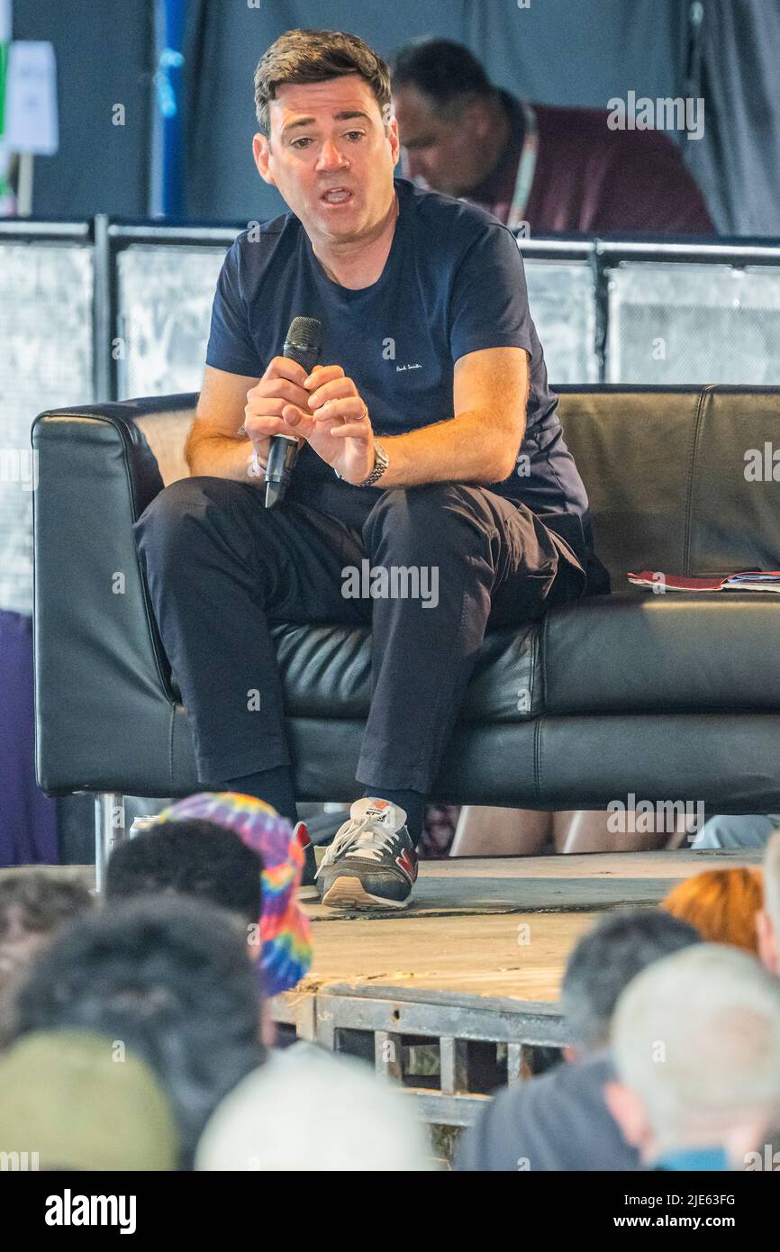 Glastonbury, UK. 25th June, 2022. Andy Burnham, Mayor of Manchester ...