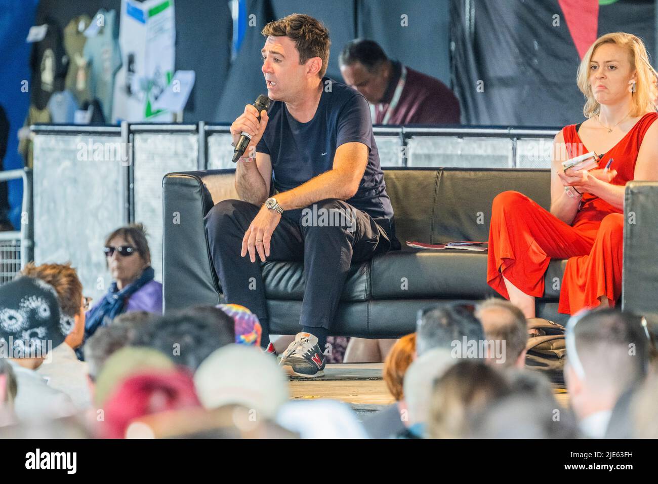 Glastonbury, UK. 25th June, 2022. Andy Burnham, Mayor of Manchester ...